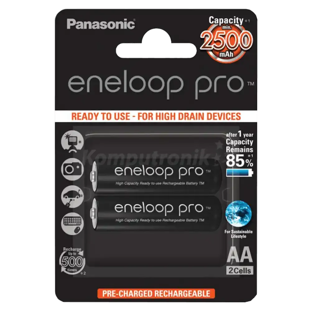 Punjiva baterija AA Panasonic eneloop pro BK-3HCDE/2BE/pak 2 kom