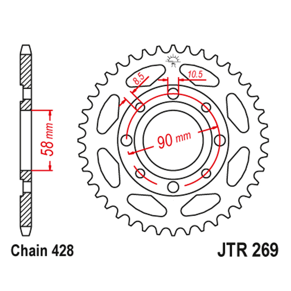 LANČANIK ZADNJI JT JTR269-42-50-15001 (428) 42 ZUBA SPRINT PULSER