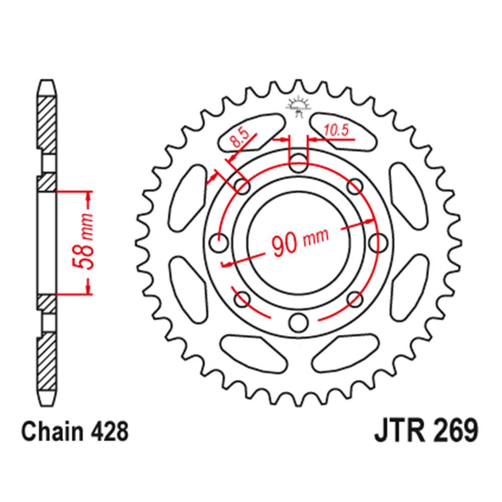 LANČANIK ZADNJI JT 43 ZUBA JTR269-43-50-15001 (428) SPRINT PULSER