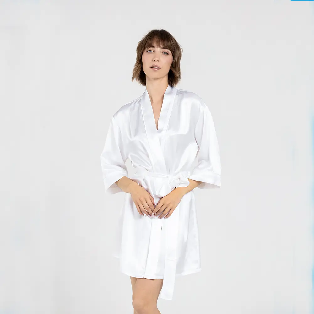 100% Svileni Beli Kimono