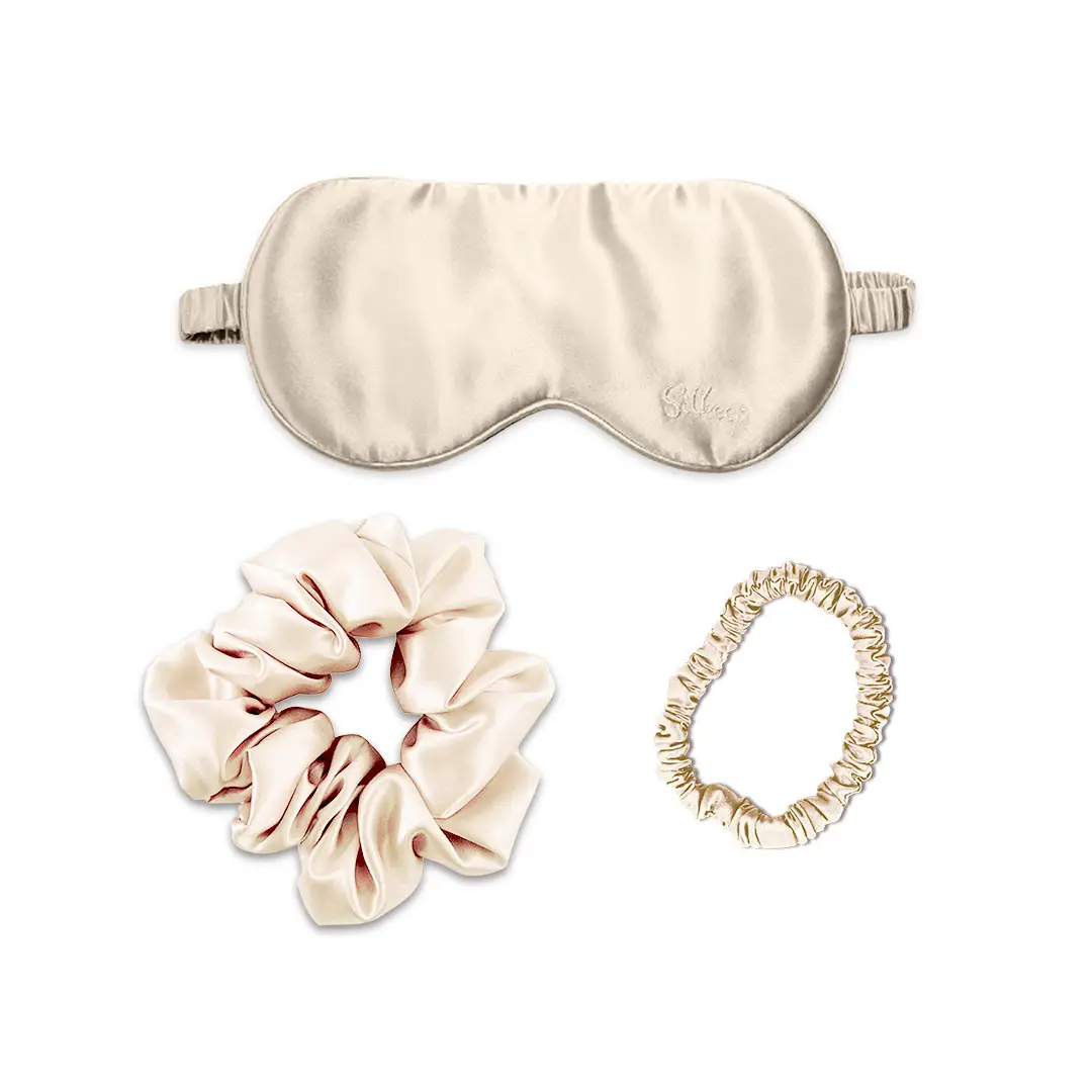 100% Svileni Bež Set Za Noć