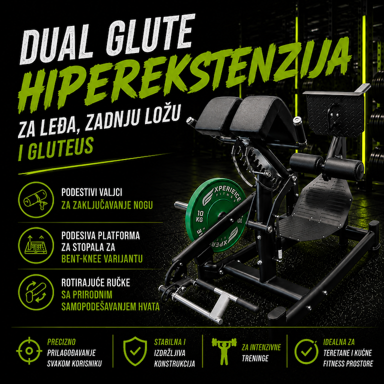 DUAL GLUTE HIPEREKSTENZIJA 45°
DUAL GLUTE HIPEREKSTENZIJA 45°- SPRAVA ZA ZADNJU LOŽU, GLUTEUS I LEĐA