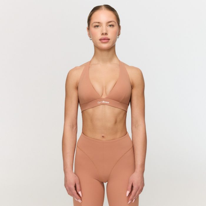 Fierce Halter Sports Bra Caramel - GymBeam