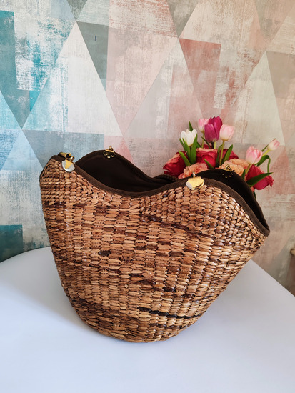 Velika pletena torba letnja retro