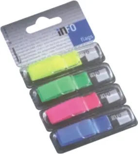 Page marker INFO FLAGS 4×12,5×43 mm, 4x36l, 4 boje sortirano Info Notes