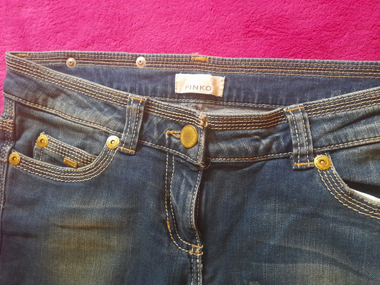 Pinko teget žuto pranje skinny farmerke S/M%