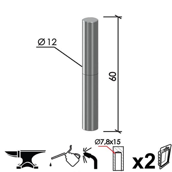 Šarka bravarska za vrata SP6 Ne fi12x60/7,8x15mm (2kom) DBP1