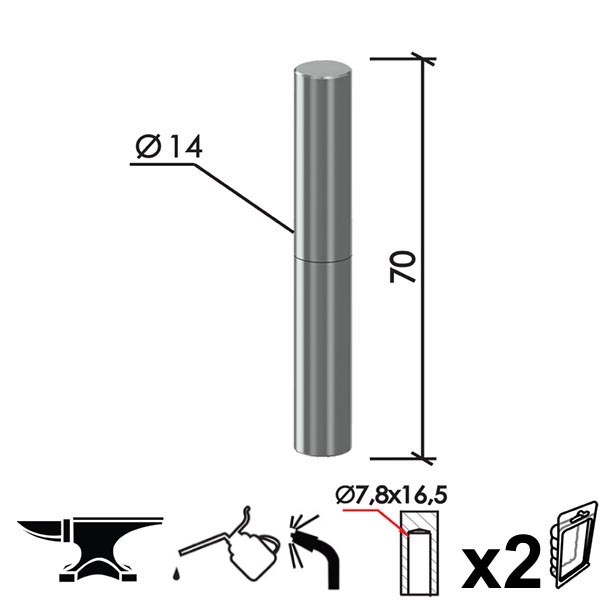 Šarka bravarska za vrata SP6 Ne fi14x70/7,8×16,5mm (2kom) DBP1