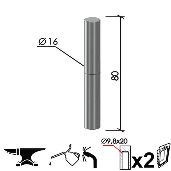 Šarka bravarska za vrata SP6 Ne fi16x80/9,8x20mm (2kom) DBP1