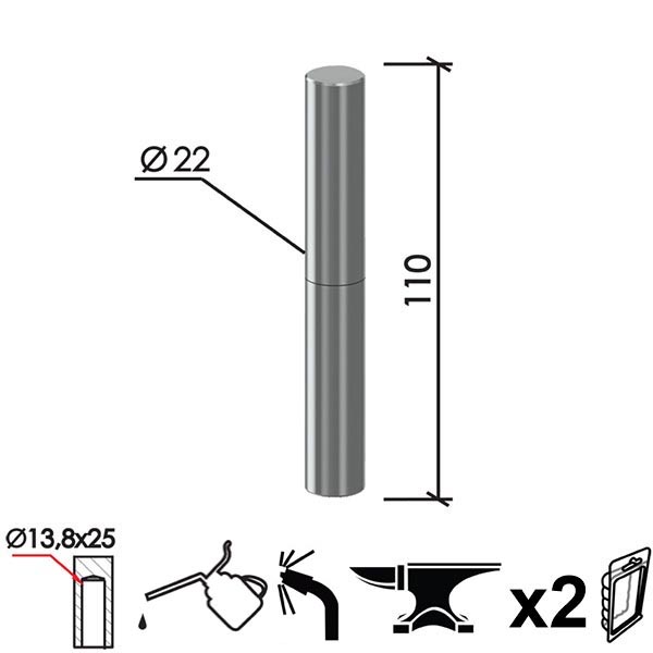 Šarka bravarska za vrata SP6 Ne fi22xx110/13,8x25mm (2kom) DBP2