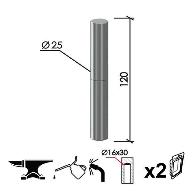 Šarka bravarska za vrata SP6 Ne fi25xx120/16x30mm (2kom) DBP2