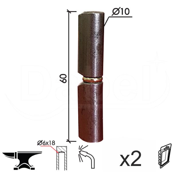 Šarka bravarska za vrata SP7 Ne fi10x60mm (2kom) DBP1