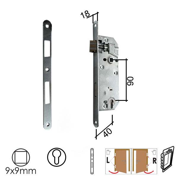 Brava za drvena vrata TOP C ZnB 40/90/18/9 bez prihvatnika DBP1