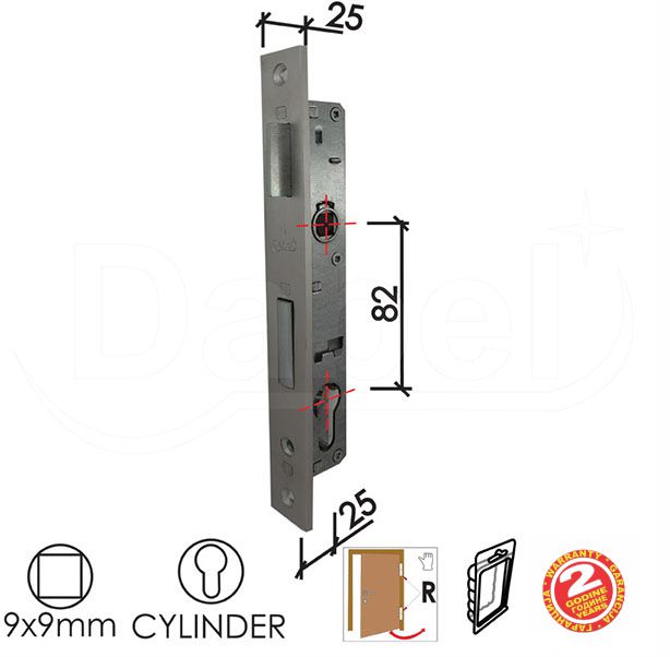Brava za metalna vrata B8000 C Silver 25/82/25/9 Desna DBP1