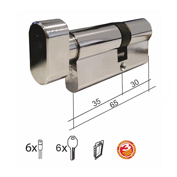 Cilindar kod dugme CL2040K Hr 65mm(35D-30) 6kod DBP1
