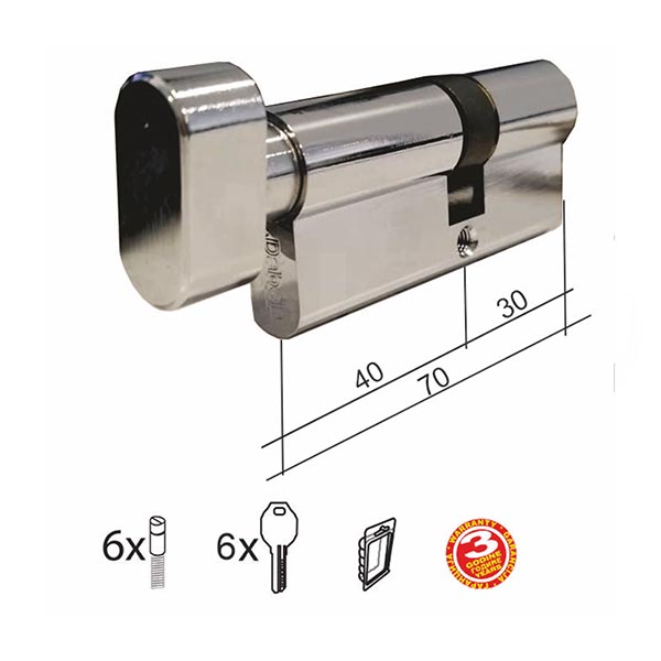 Cilindar kod dugme CL2040K Hr 70mm(40D-30) 6kod DBP1