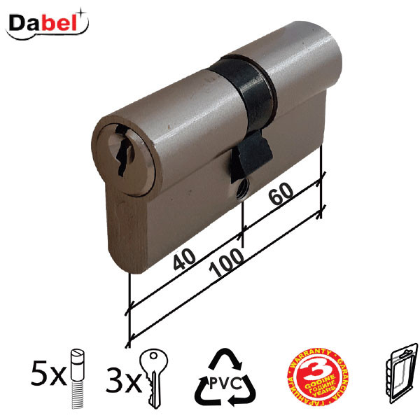 Cilindar za vrata CL2036 Nikl x100mm(40-60) 3K DBP2