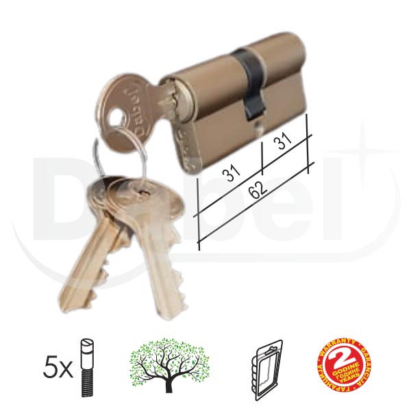Cilindar za vrata CL5000 Ni-Sat 62mm(31-31) 3K DBP1