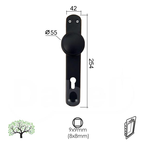 Kugla šild za vrata KS5-F Cm fi55/42x254mm Cil DBP3