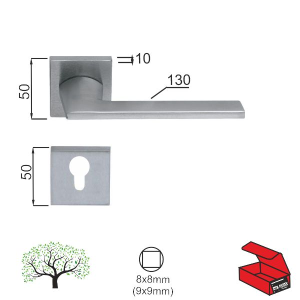 Kvaka rozeta za vrata DIANA SatHrom 50×50/10/130/8/9mm Cil OPD