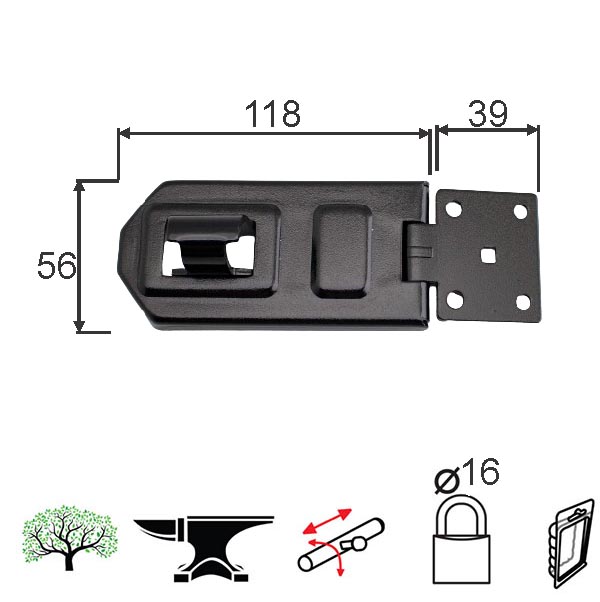 Reza za katanac 800 ZnB 118/39/56/fi16mm DBP2