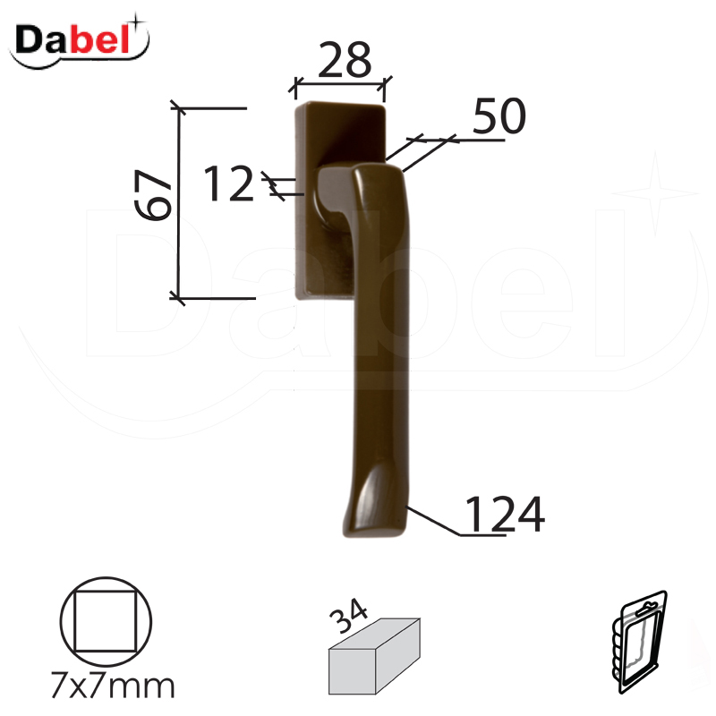 Ručica za prozore KOPAONIK-P Braon 7×7/34mm