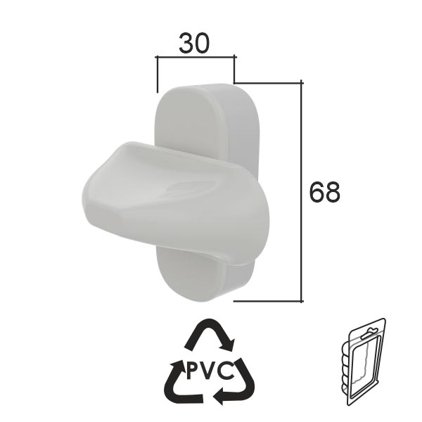 Sigurnosna dodatna brava za prozor STOP Bela 30x68x16,5/43mm DBP1