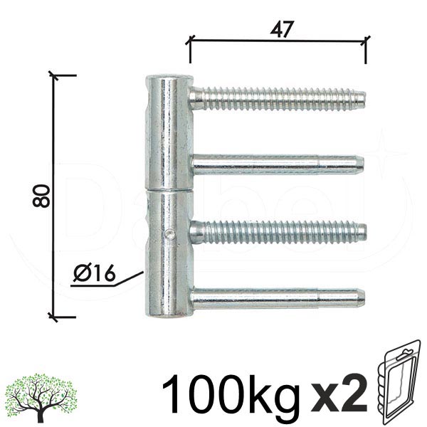 Šarka 3D uvrtna za vrata SP495 ZnB 16mm (2kom) 100kg DBP1