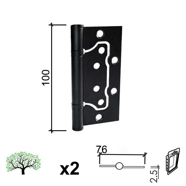 Šarka brodska za vrata SP88 Crna x100x76x2,5mm (2kom) Q