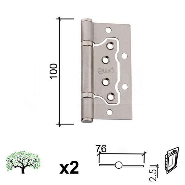 Šarka brodska za vrata SP88 Ni-Sat x100x76x2,5mm (2kom) Q