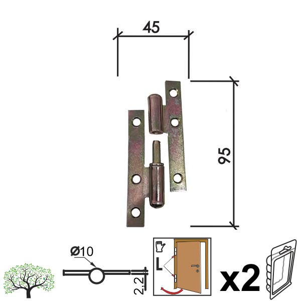 Šarka brodska za vrata SP9006 ZnŽ 95×45/fi10 (2kom) Leva DBP1