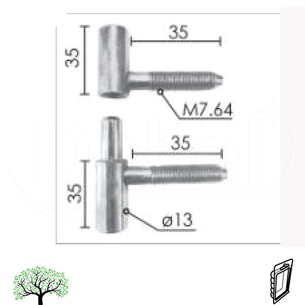 Šarka uvrtna za vrata SP075 ZnB 13mm DP1