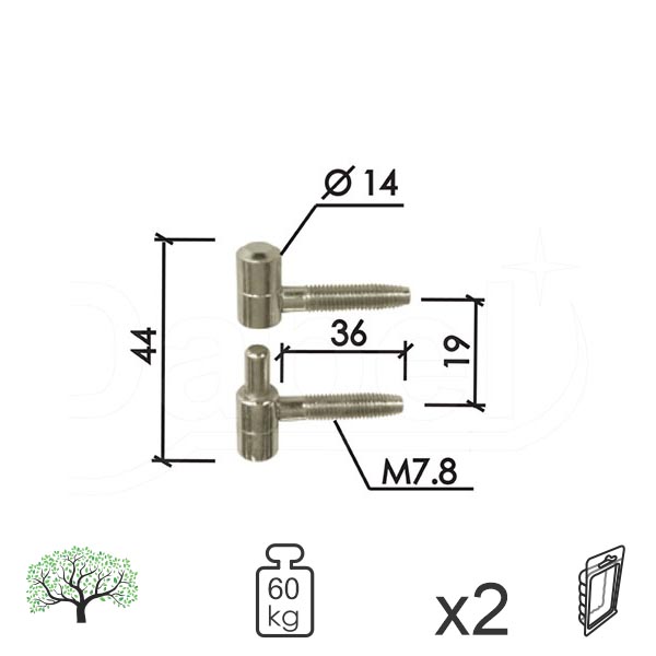 Šarka uvrtna za vrata SP9030 Hr 14mm (2kom) 60kg DBP1