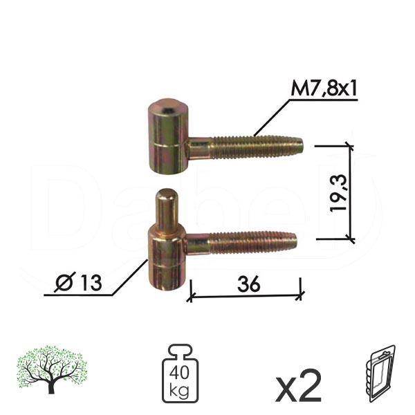 Šarka uvrtna za vrata SP9030 ZnŽ 13mm (2kom) 40kg DBP1