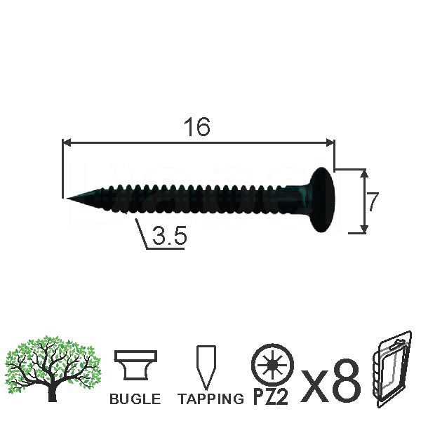 Vijak za ivericu VK0 Crna 3,5×16/7mm (8kom) DBP1