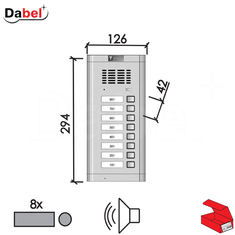Tastatura za audio interfon Silver dvožični T2-8