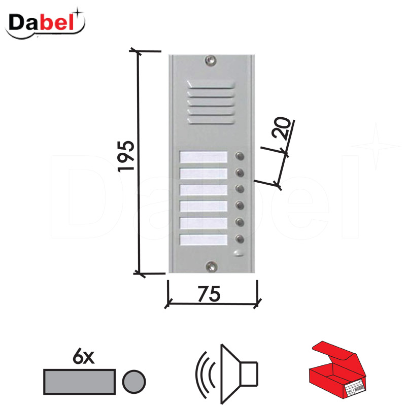 Tastatura za audio interfon Silver sa 6 tastera i mz 1ALR6