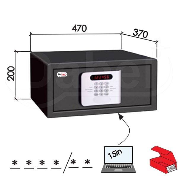 Hotelski sef sa šifrom HS3 Crna 200x470x370mm Q