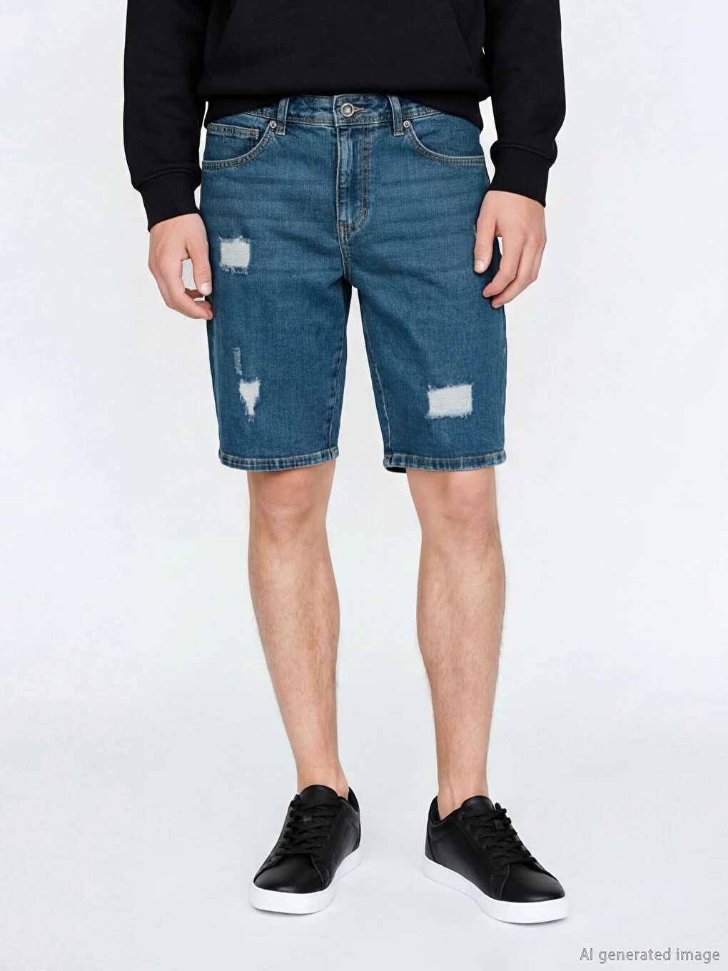 LCW Jeans Muški Teksas Šorts Ekstra Uskog Kroja Sa Izbledelim Dezenom