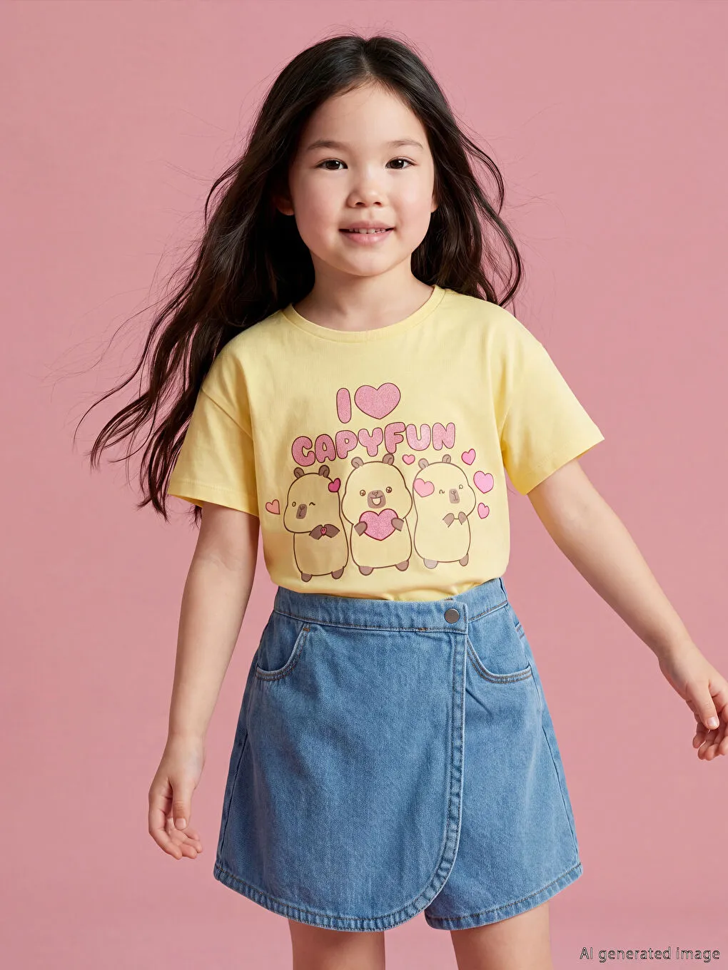 LCW Kids Majica Sa Okruglim Izrezom Capyfun Sa Štampom Za Devojčice