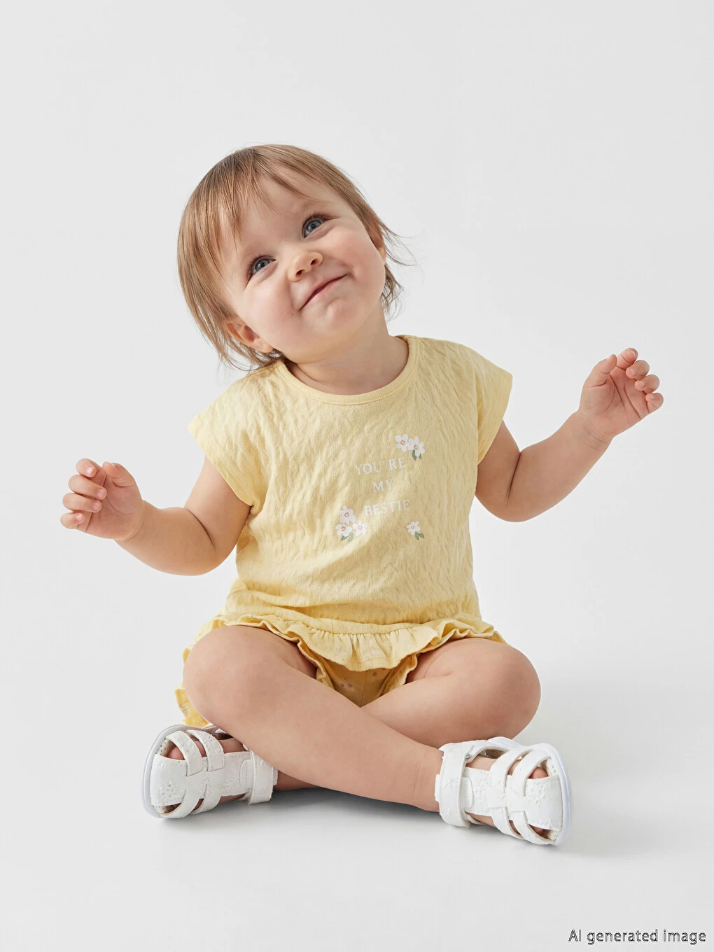 LCW baby Cvetna Majica I Šorts Za Bebe Devojčice