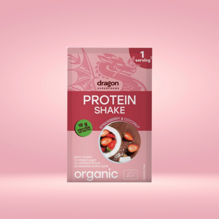 Organski Protein Shake Jagoda i Kokos Dragon Superfoods 30g