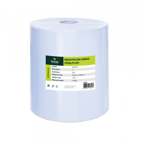 Ubrus industrijski VERDE Pro, 2500g, 500 list. 35×32,5mm, plavi
