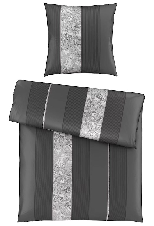 POSTELJINA ORNAMENT 140/200 cm saten antracit