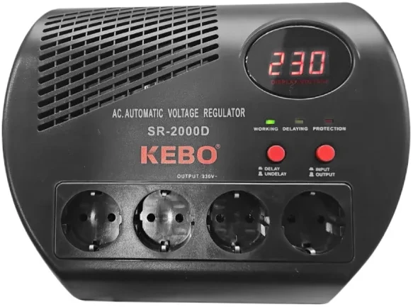 Kebo Stabilizator napona 2000VA 1200W,Crna,Displej