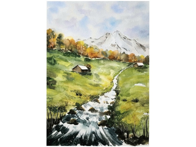 Planinski potok, akvarel, 42x30cm, sertifikat