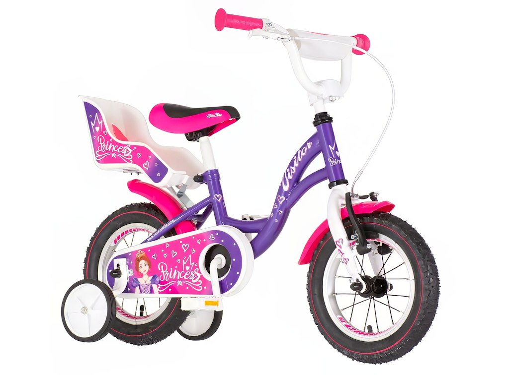 BICIKL KIDS VISITOR PRINCESS 12" 7" V-BRAKE KONTRA 95-115CM (12") LJUBIČASTI PERLA