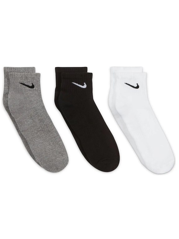 Nike Muške čarape Everday Cush Ankle, SX7667-964, 3 para, Crne, sive i bele