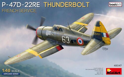 NEW! MiniArt 48047 Republic P-47D-22RE Thunderbolt - French Service (Basic Kit)