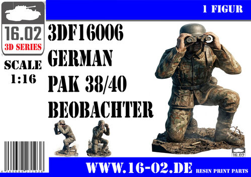 NEW! Custom scale 3DF16006 German PaK 38/40 - Gun Commander (1 Figure / 3D-Printed)